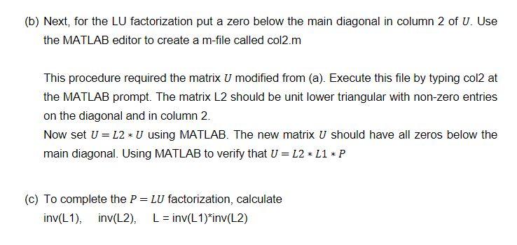 Question 4 Gaussian Elimination And Lu Factorization