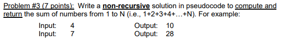 Solved Problem #3 (7 points); Write a non-recursive solution | Chegg.com