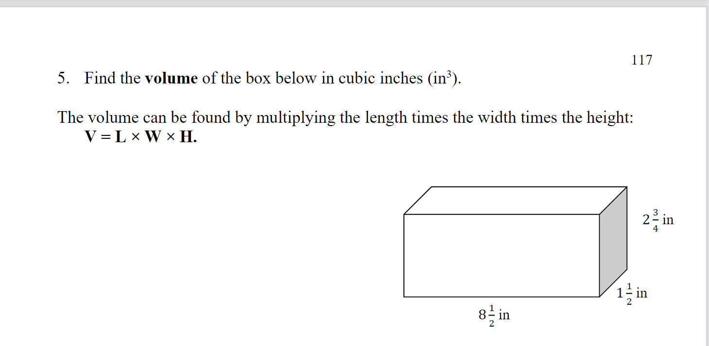 Solved 5. Find the volume of the box below in cubic inches | Chegg.com