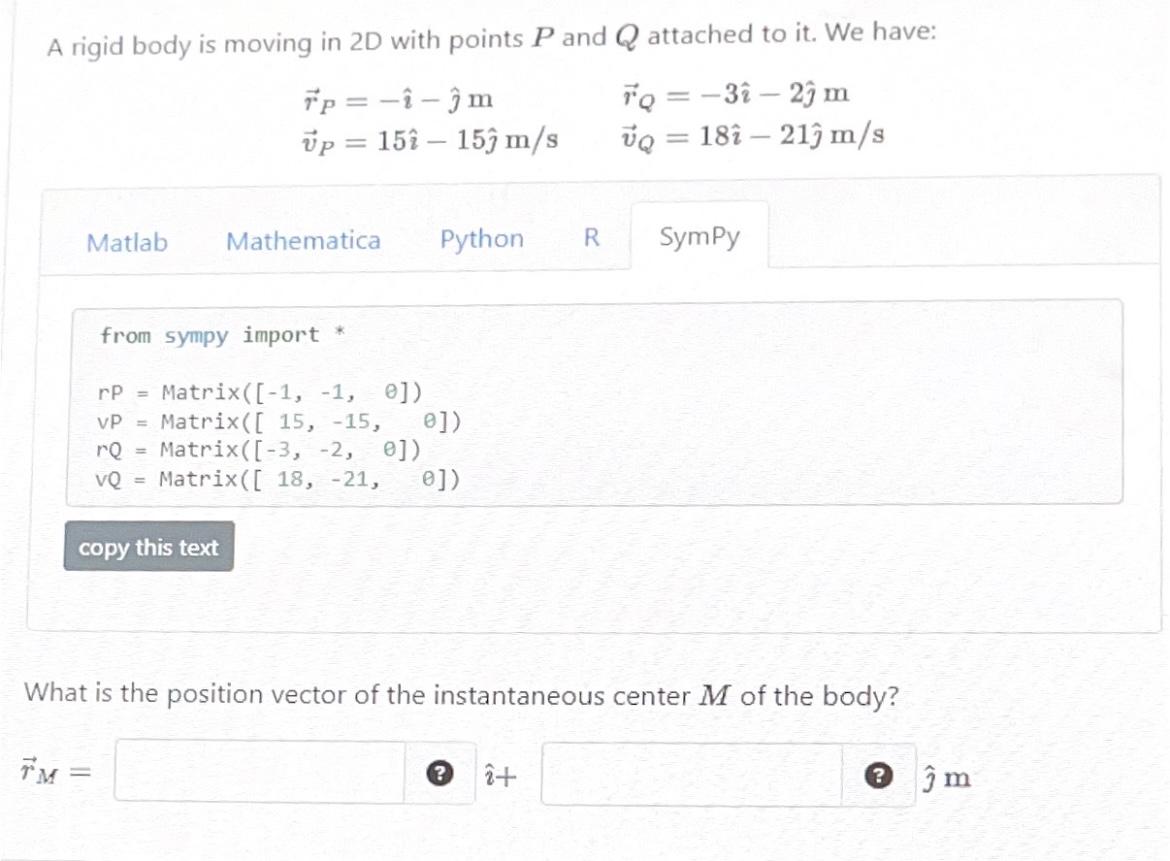 Solved A rigid body is moving in 2D with points P and Q | Chegg.com
