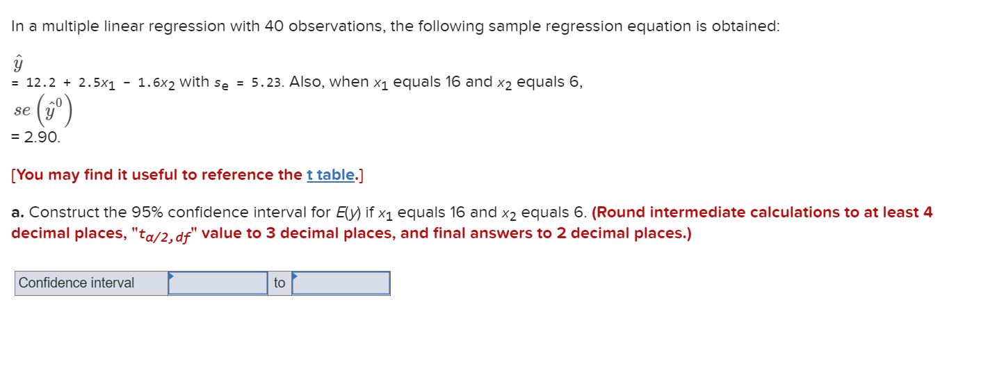 Solved In a multiple linear regression with 40 observations, | Chegg.com