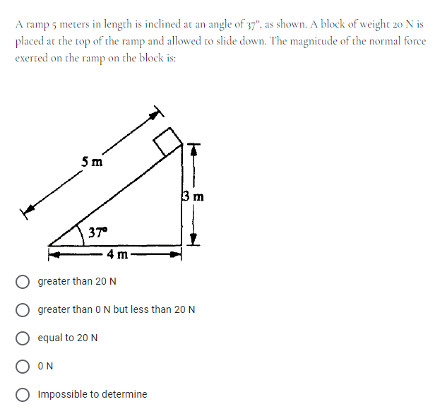 Solved A ramp 5 meters in length is inclined at an angle of | Chegg.com