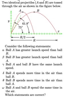 Solved Two identical projectiles (A and B) are tossed | Chegg.com