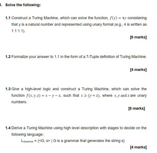 Solved 1 Solve The Following 11 Construct A Turing