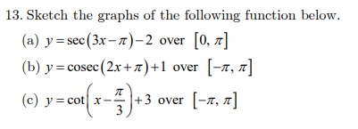 Solved 13. Sketch the graphs of the following function | Chegg.com
