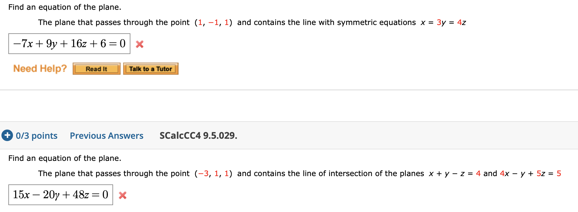 Solved Find An Equation Of The Plane The Plane That Passes