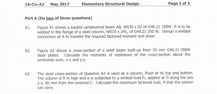 16-Civ-A2 May 2017 Elementary Structural Design Page | Chegg.com