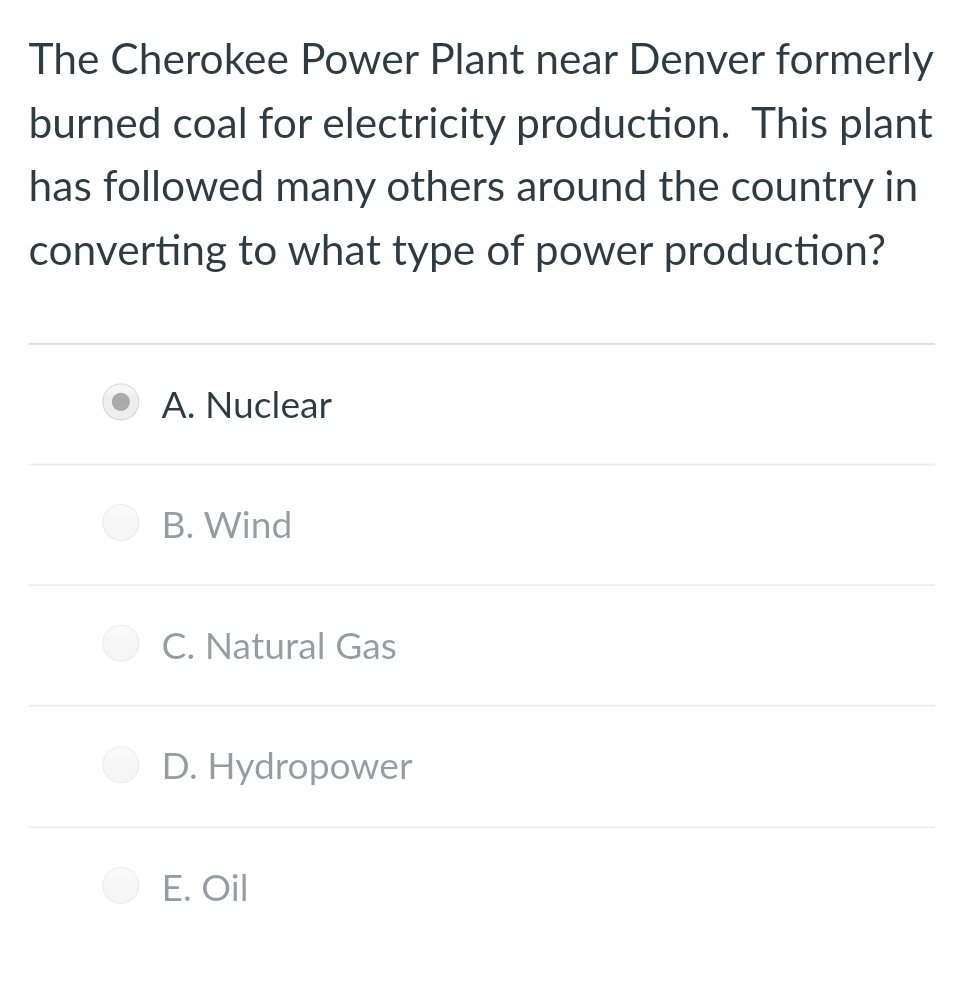 Solved The Cherokee Power Plant near Denver formerly burned | Chegg.com