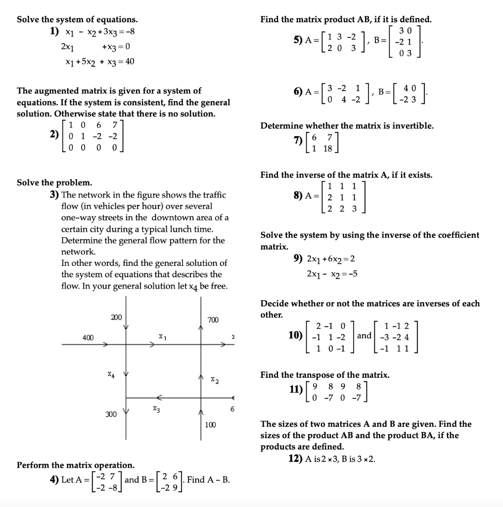 Solved Solve the system of equations. 1) x1 - x2 + 3x3 = -8 | Chegg.com
