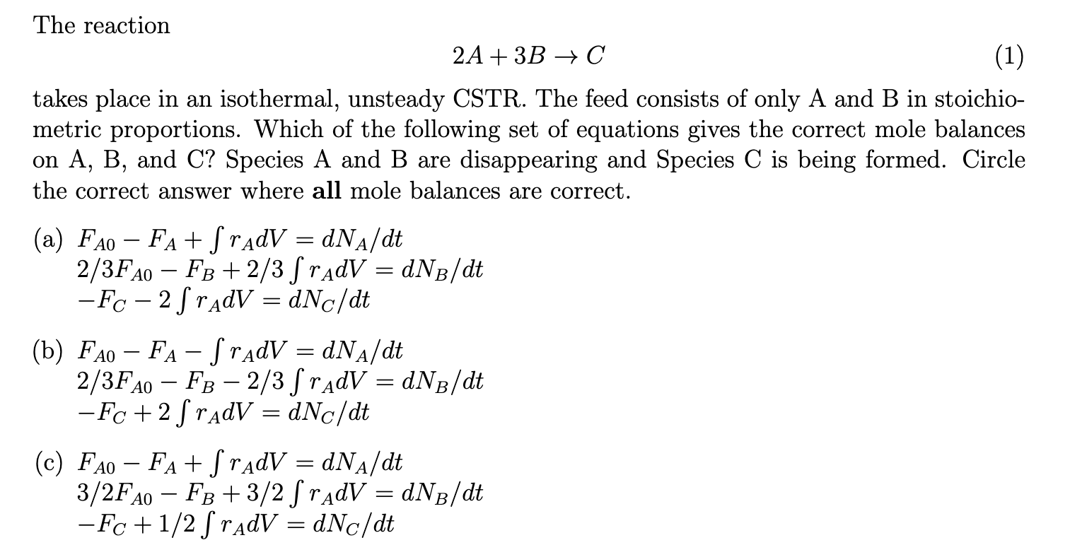 [Solved]: The reaction [ 2 A+3 B rightarrow C ] takes p
