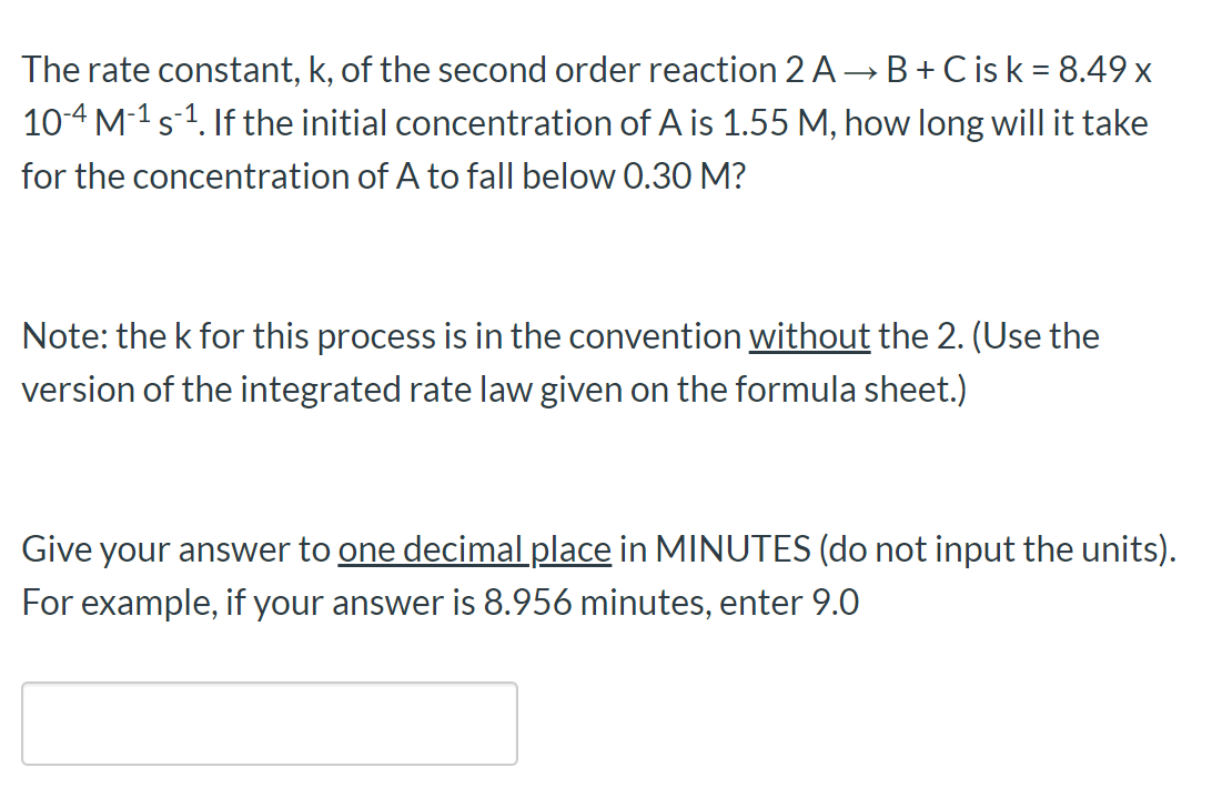 Solved The rate constant, k, of the second order reaction 2 | Chegg.com