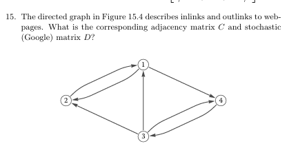 Solved The directed graph in Figure 15.4 ﻿describes inlinks | Chegg.com