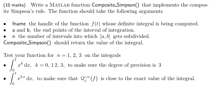 Solved (10 marks) Write a MATLAB function | Chegg.com