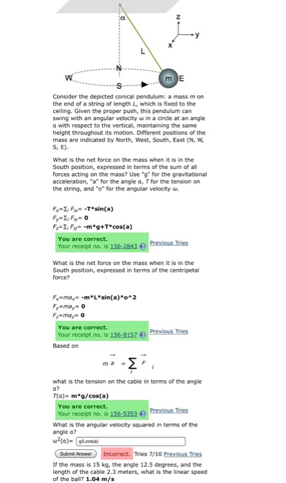 Solved Consider the depicted conical pendulum: a mass m on | Chegg.com