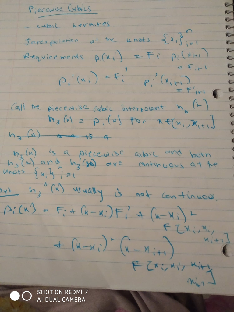 Piecewise Cabics - cubic hermites Interpolation at | Chegg.com