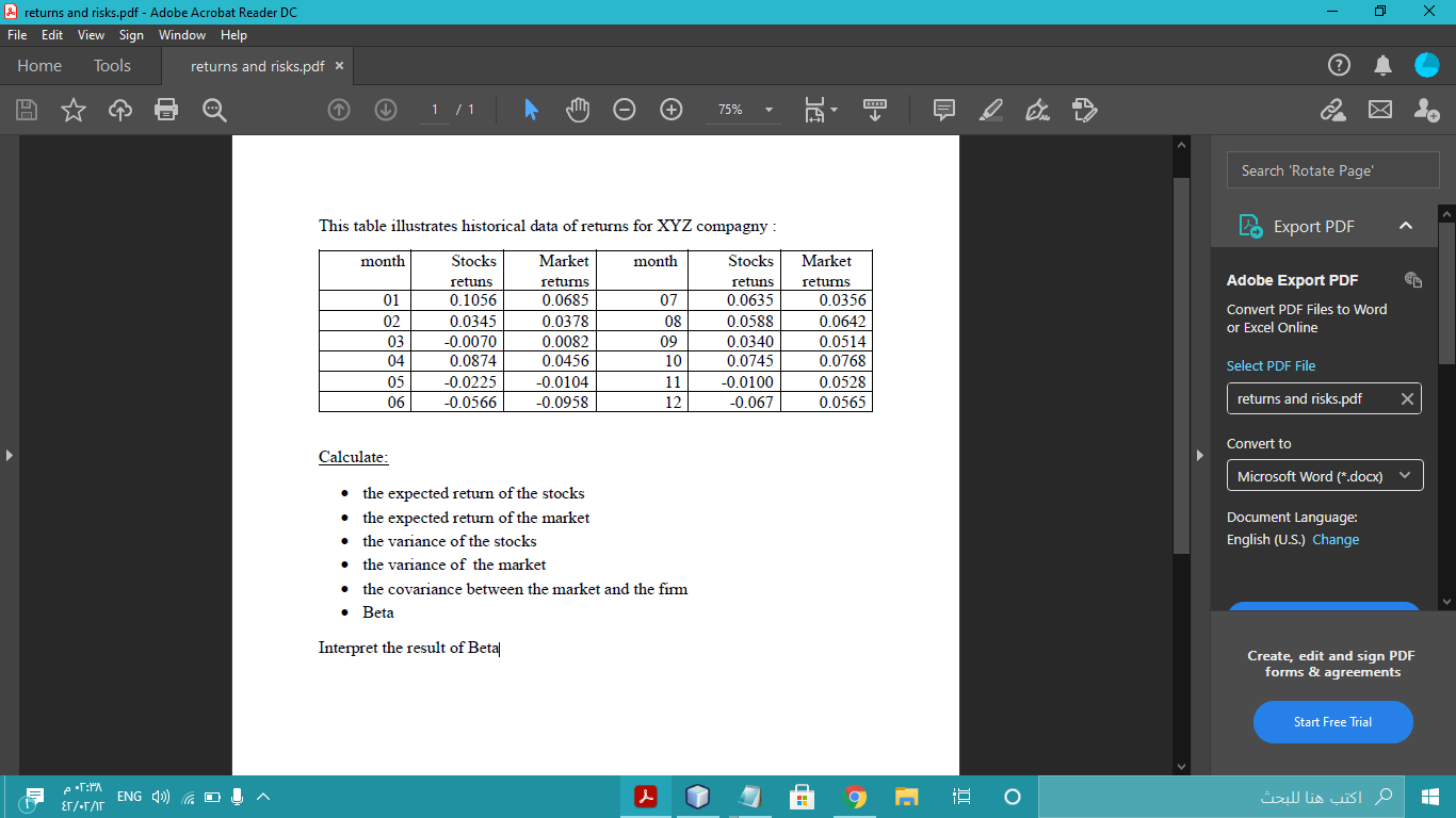 Solved returns and risks.pdf - Adobe Acrobat Reader DC File | Chegg.com