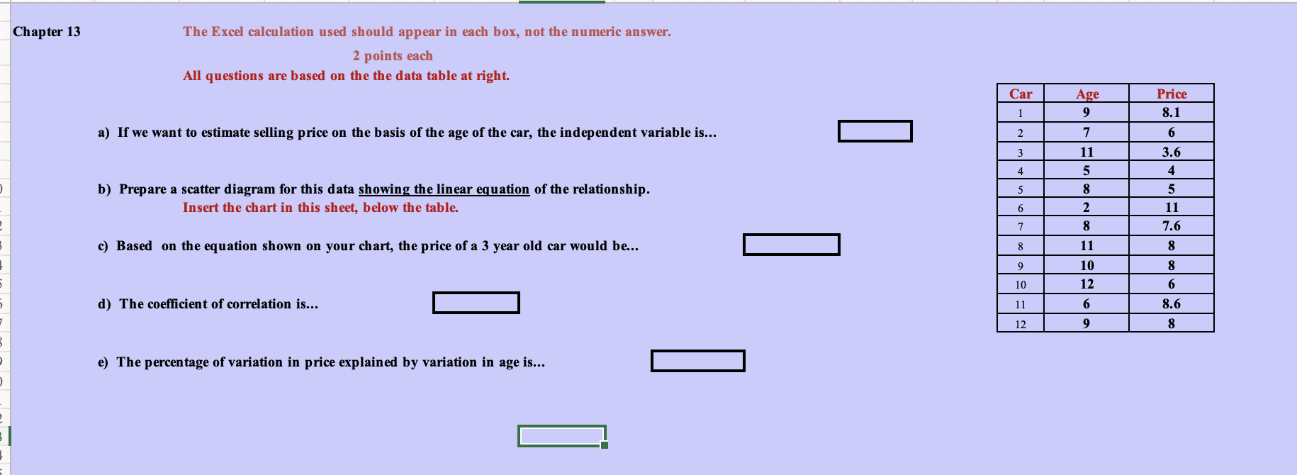 Solved Chapter 13 The Excel calculation used should appear | Chegg.com