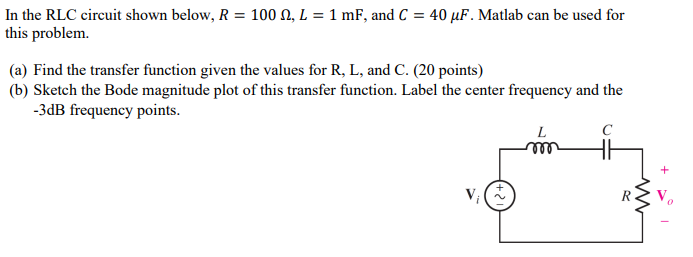 Solved In the RLC circuit shown below, R=100Ω,L=1mF, and | Chegg.com