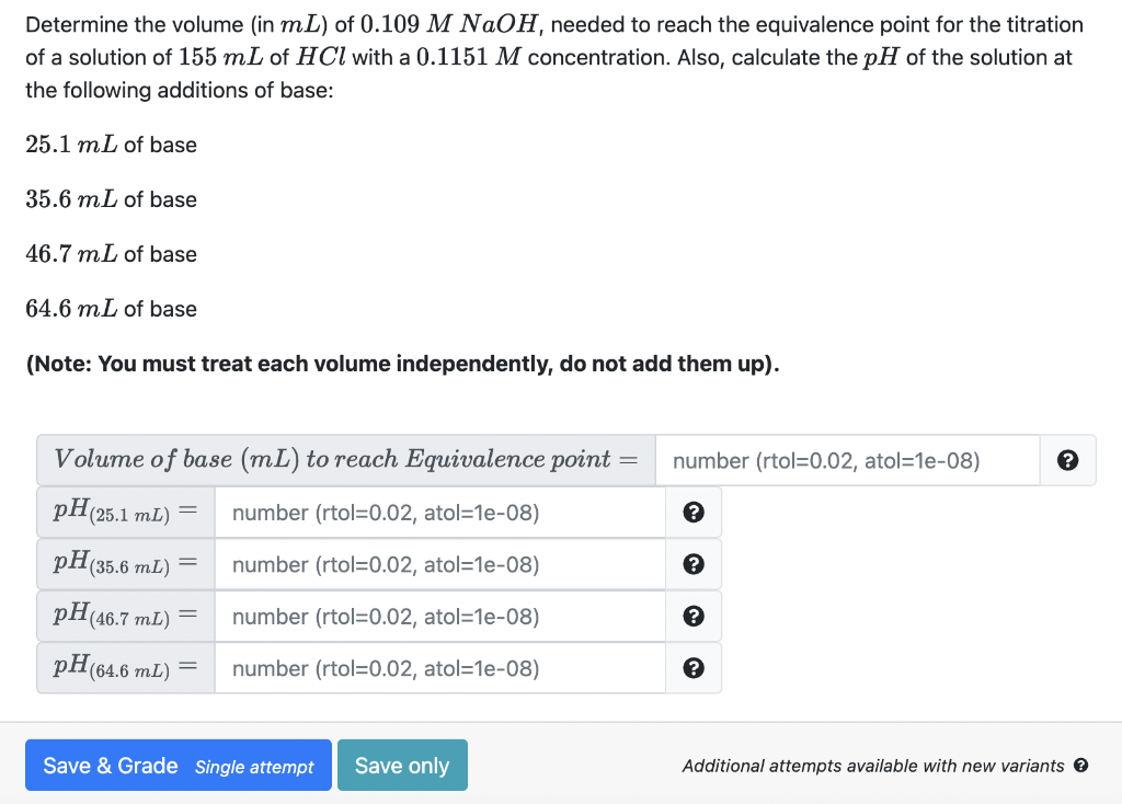 Solved Determine the volume (in mL) of 0.109 M NaOH, needed | Chegg.com