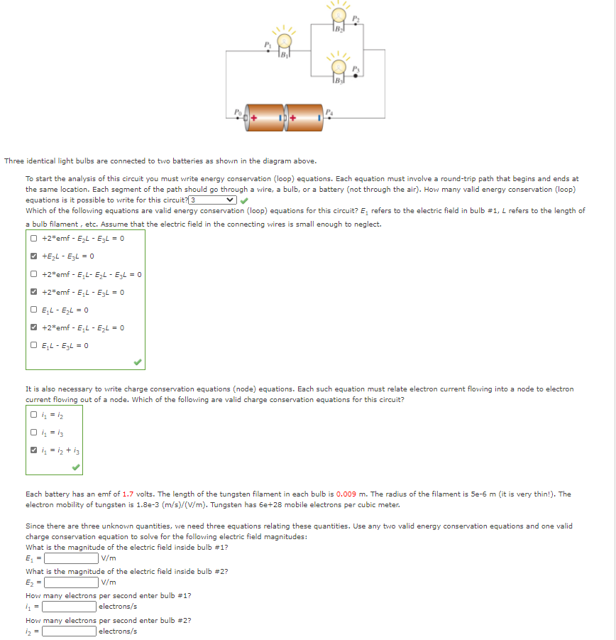 Solved Three identical light bulbs are connected to two | Chegg.com