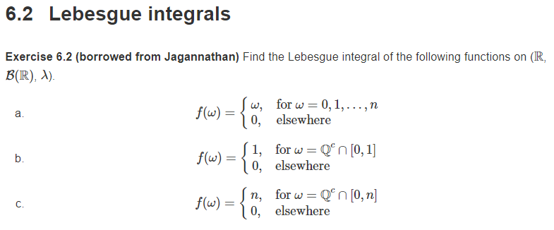 Solved 6.2 Lebesgue integrals Exercise 6.2 (borrowed from | Chegg.com