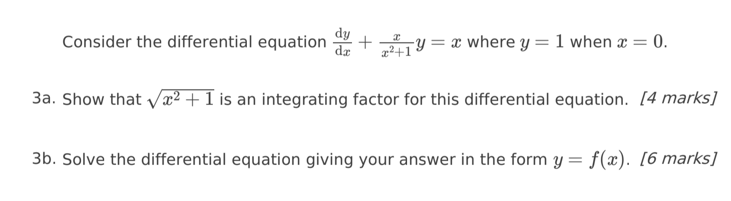 Solved Consider the differential Equation dy/dx + x/x^2+1y=x | Chegg.com