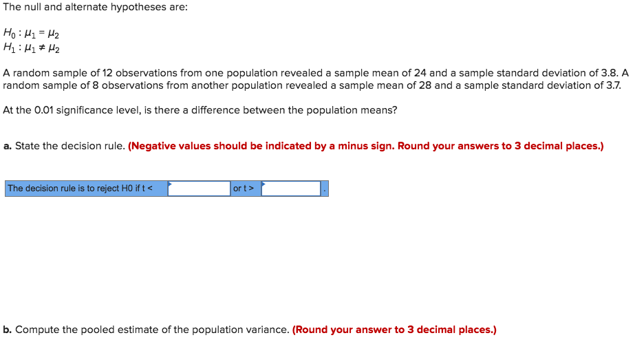 Solved The null and alternate hypotheses are: A random | Chegg.com