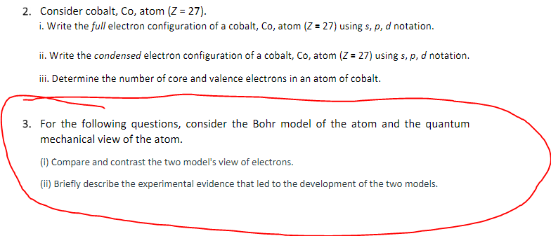Solved 2. Consider cobalt, Co, atom (Z = 27). i. Write the | Chegg.com
