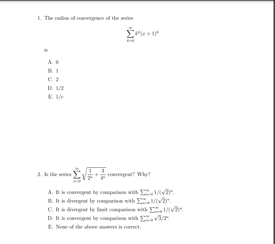 Solved Calc 2 sequence and series radius of convergence and | Chegg.com