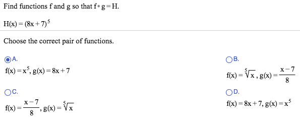 Solved Find functions f and g so that f composite g = | Chegg.com