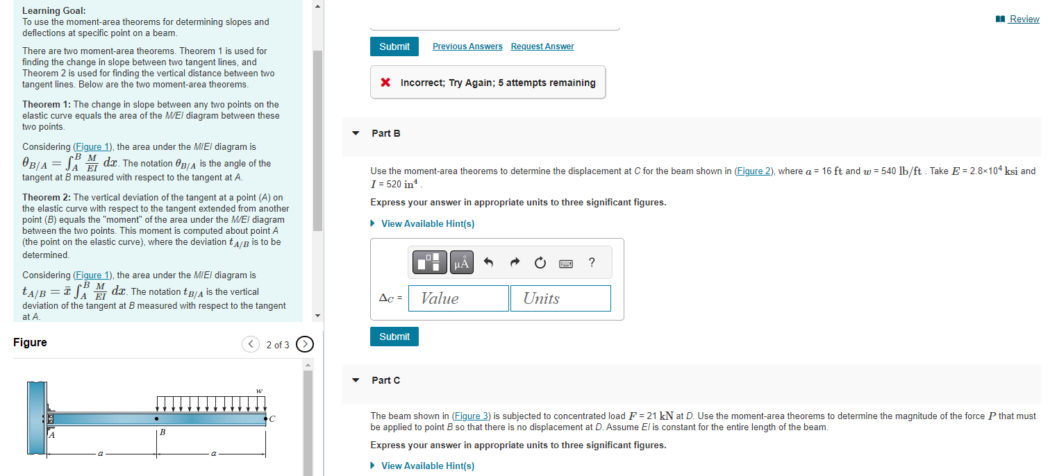 Solved Learning Goal: To use the moment-area theorems for | Chegg.com