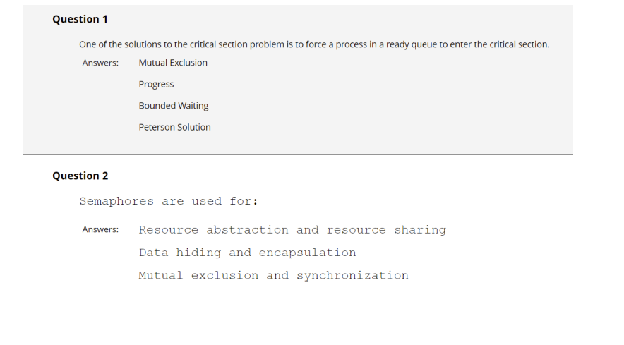 Solved One Of The Solutions To The Critical Section Problem Chegg