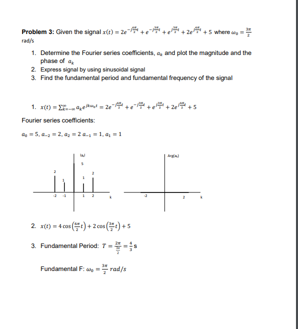 Solved Problem 3: Given the signal | Chegg.com