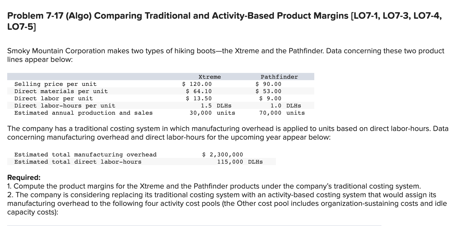 Solved Problem 7-17 (Algo) Comparing Traditional and | Chegg.com