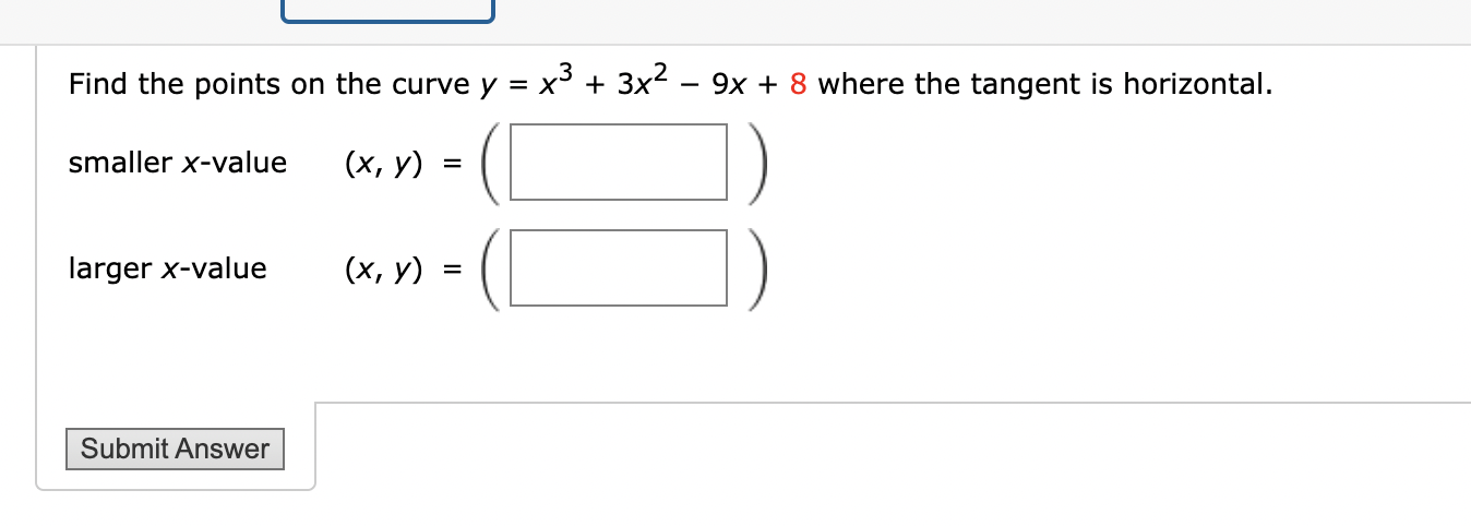 Solved Find the points on the curve y=x3+3x2−9x+8 smaller | Chegg.com