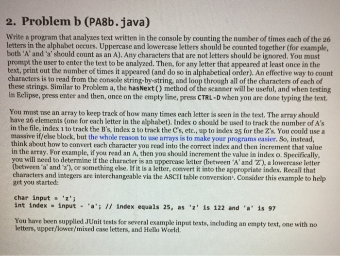 Solved 2. Problem b (PA8b.java) Write a program that | Chegg.com