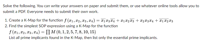 Solved Solve the following. You can write your answers on | Chegg.com