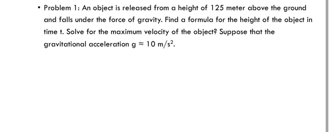Solved • Problem 1: An object is released from a height of | Chegg.com