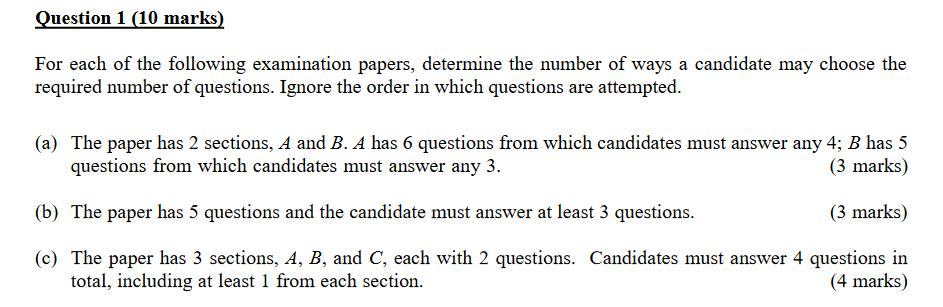 Solved Question 1 (10 marks) For each of the following | Chegg.com