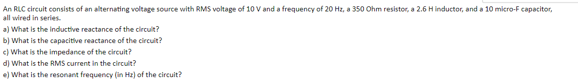 Solved An RLC circuit consists of an alternating voltage | Chegg.com