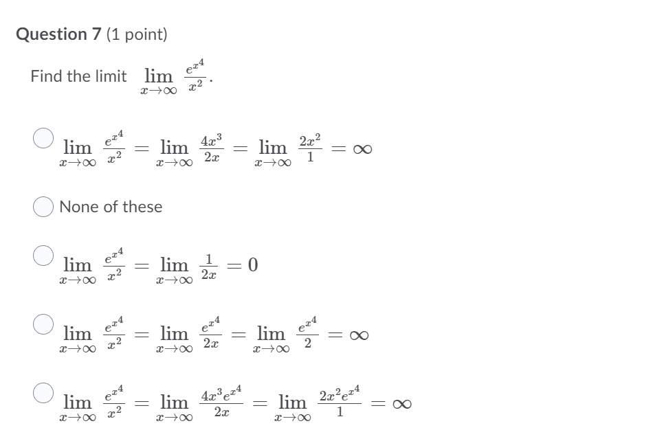 Solved Question 7 (1 point) Find the limit lim 200 22. 4.03 | Chegg.com