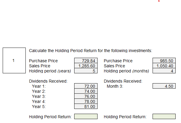 Solved Calculate the Holding Period Return for the following | Chegg.com