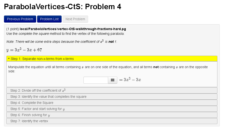 Solved ParabolaVertices-cts: Problem 4 Previous Problem | Chegg.com