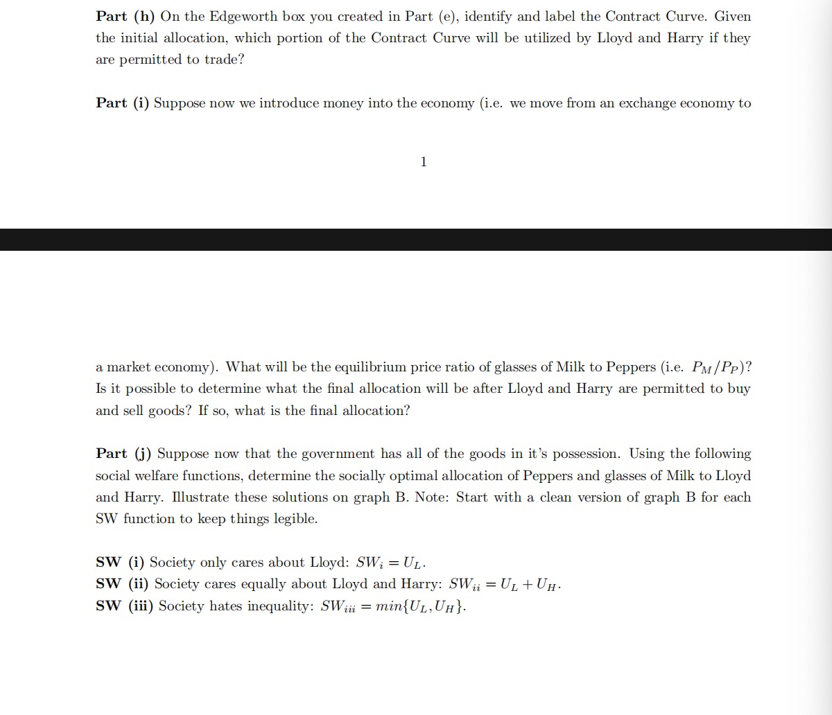 Solved Question 1: Suppose the following world: There are | Chegg.com
