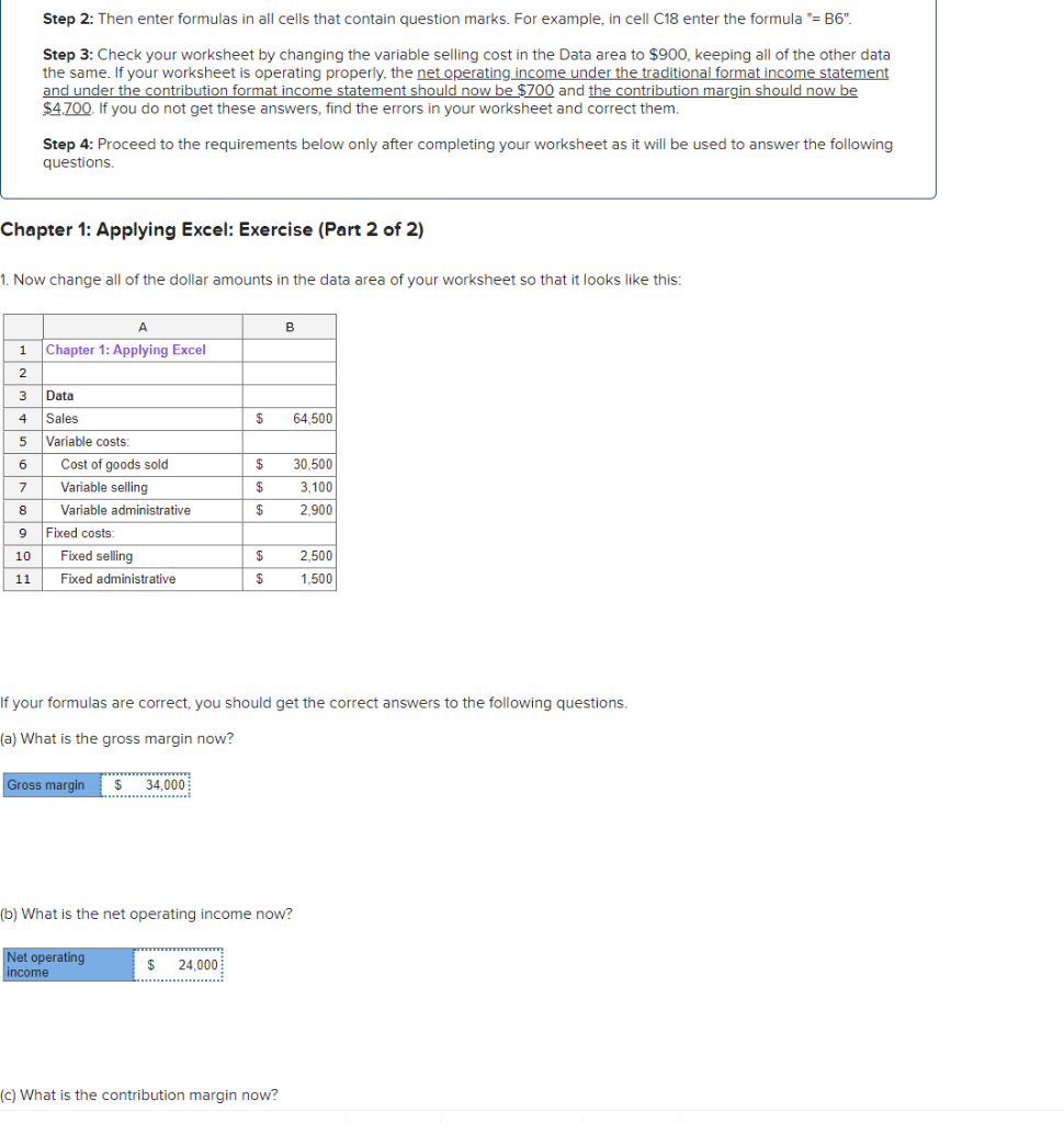 Solved Step 2: Then enter formulas in all cells that contain | Chegg.com