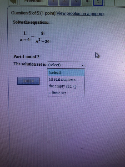 Solved 4 5 Question 5 of 5(1 point) View problem in a pop-up | Chegg.com
