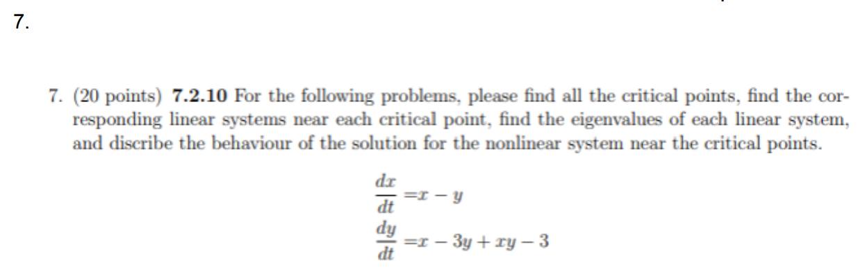 Solved 7. (20 points) 7.2.10 For the following problems, | Chegg.com