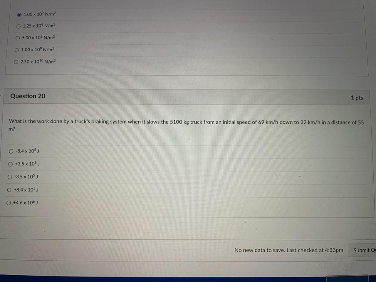 Solved 1.00×107 N/m21.25×104 N/m25.00×106 N/m21.00×108 | Chegg.com