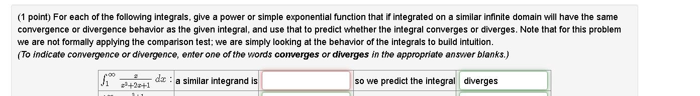 Solved (1 point) For each of the following integrals, give a | Chegg.com