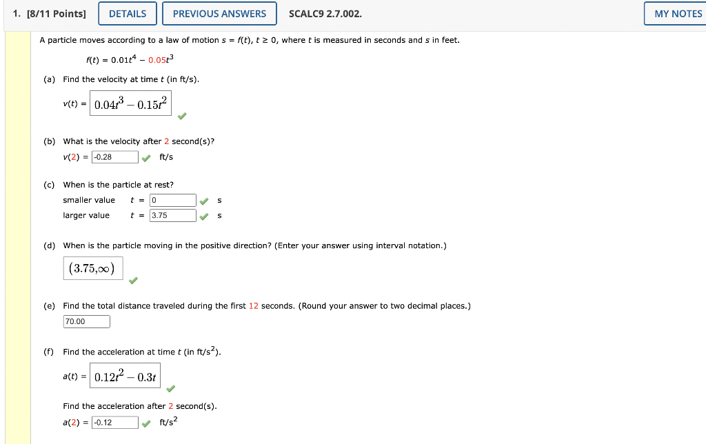 Solved 1. [8/11 Points] DETAILS PREVIOUS ANSWERS SCALC9 | Chegg.com